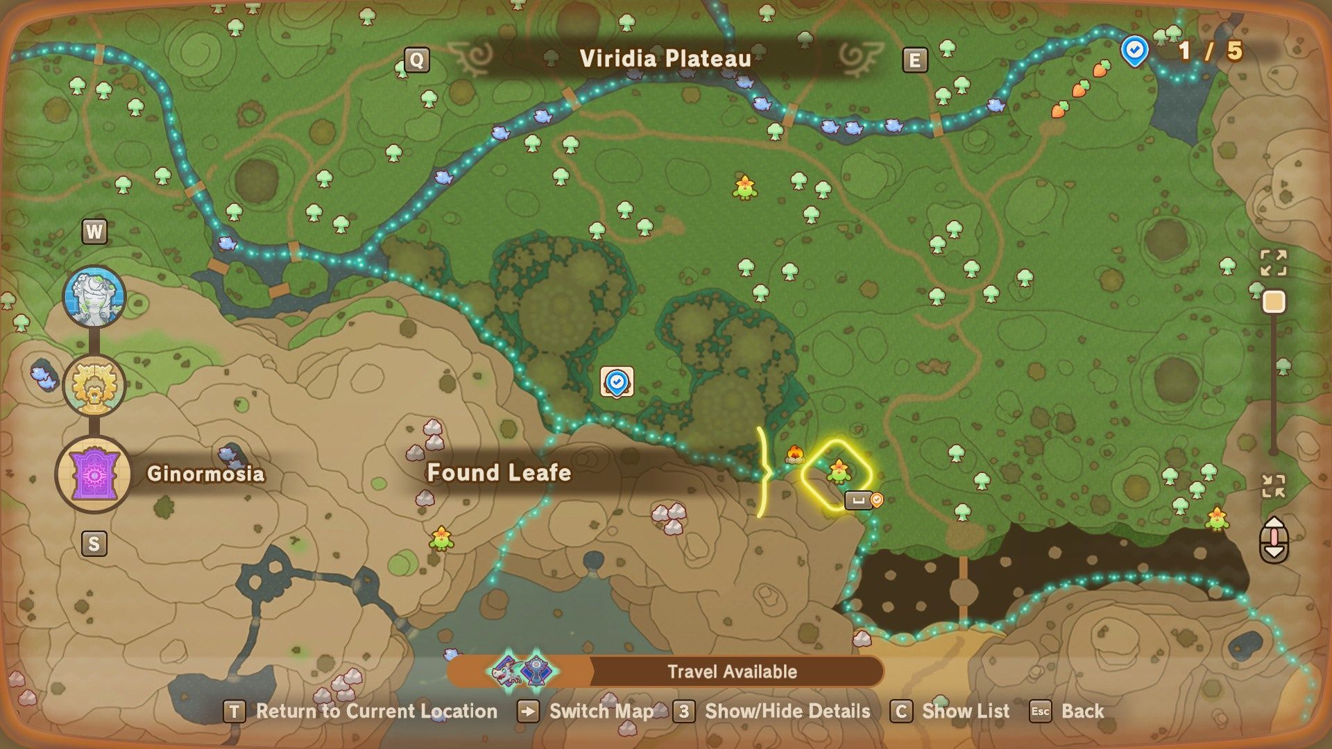 幻想生活I：所有6个Viridia Plateau Leafe位置