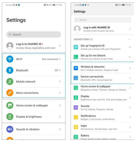 EMUI 10 与 EMUI 9.1：设置菜单的变化