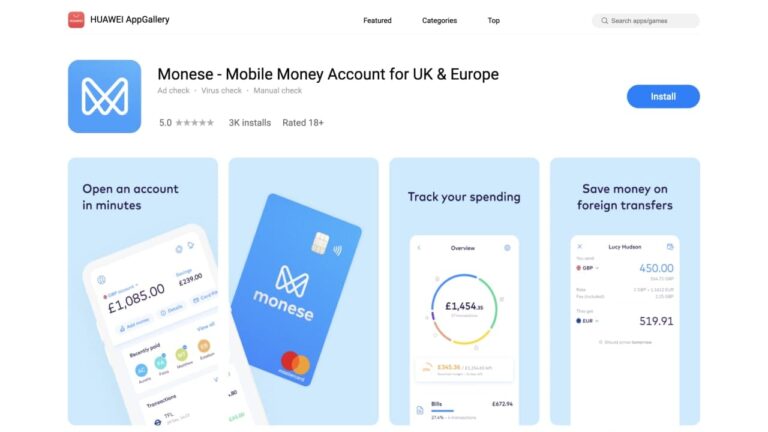 Monese 银行和金融应用程序现已在华为 AppGallery 上线