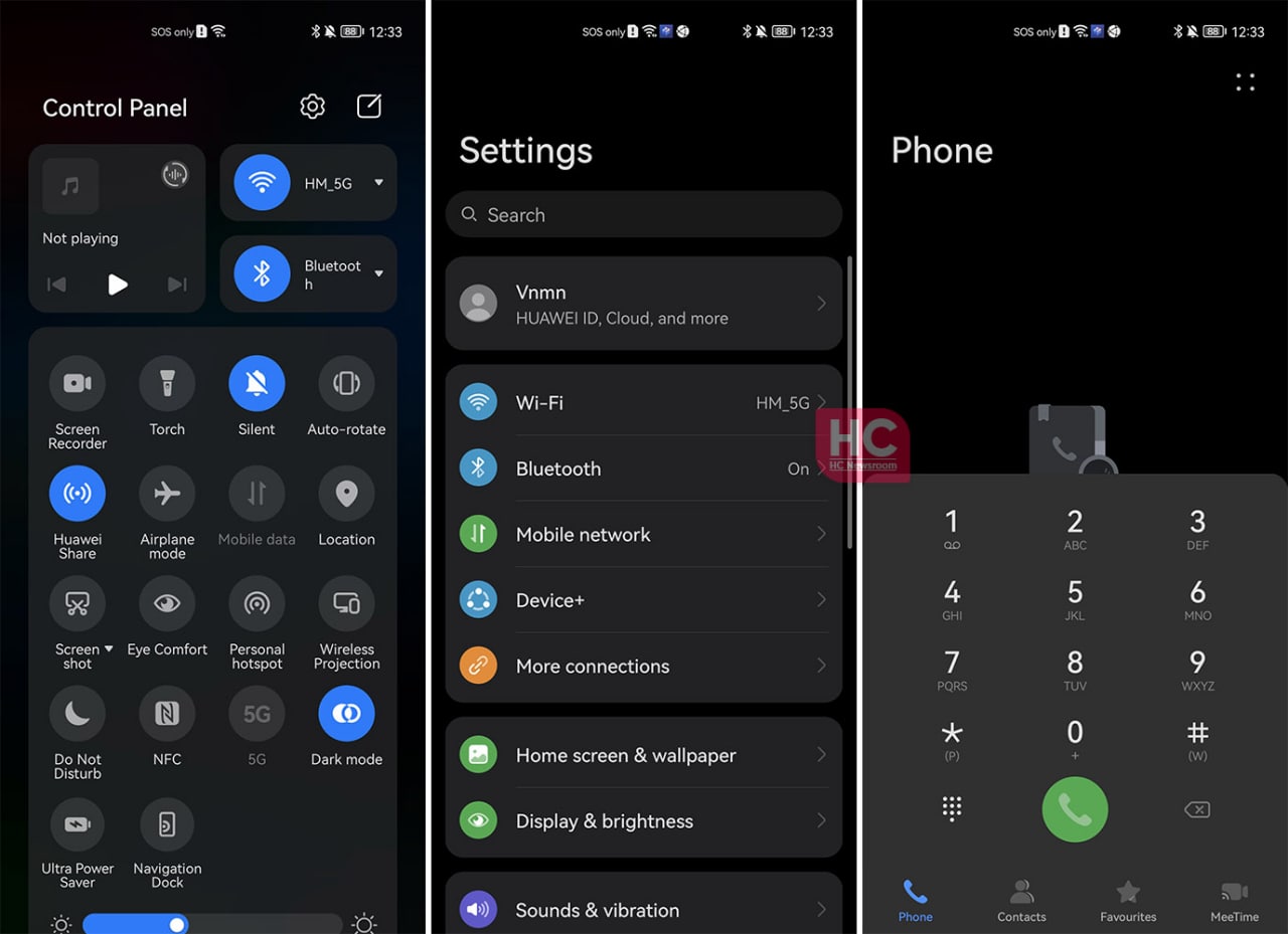 暗黑模式对比：EMUI 12 vs 原生 Android 12 vs One UI 4.1 vs HarmonyOS 2 vs iOS 15 ...
