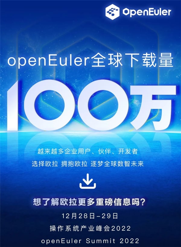 华为openEuler下载量突破100万 - 飞鸟矩阵