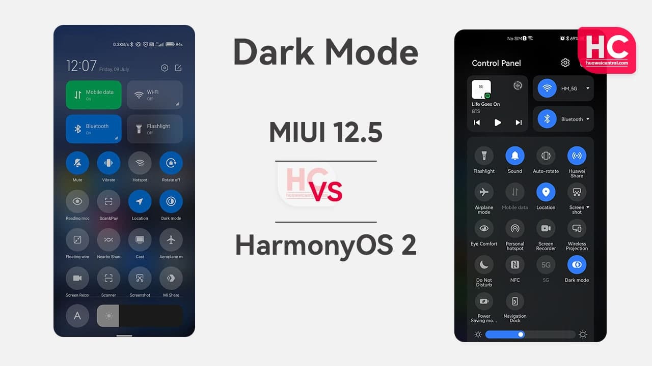 HarmonyOS 2 vs MIUI 12.5：深色模式對決